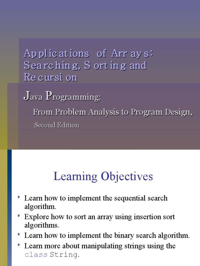Tcc102 Unit1 Part 2 Searching Sorting Recursion Pdf