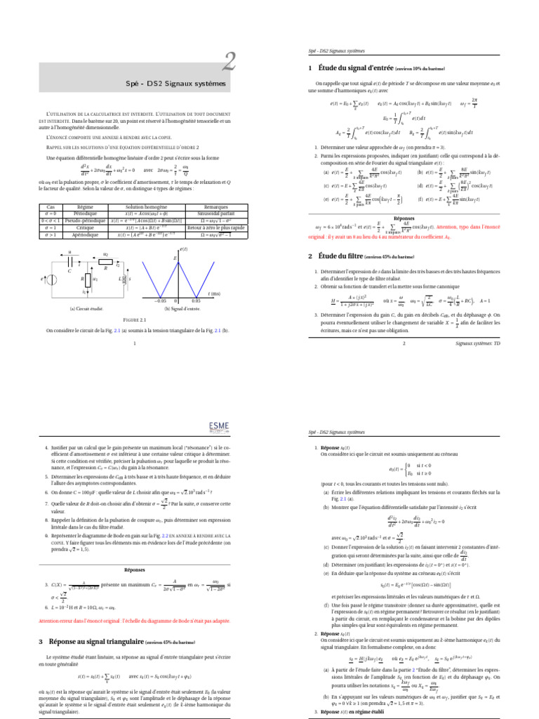 2020-2021 - DS2 (Réponses) | PDF | Électrotechnique | Ingénierie des ...