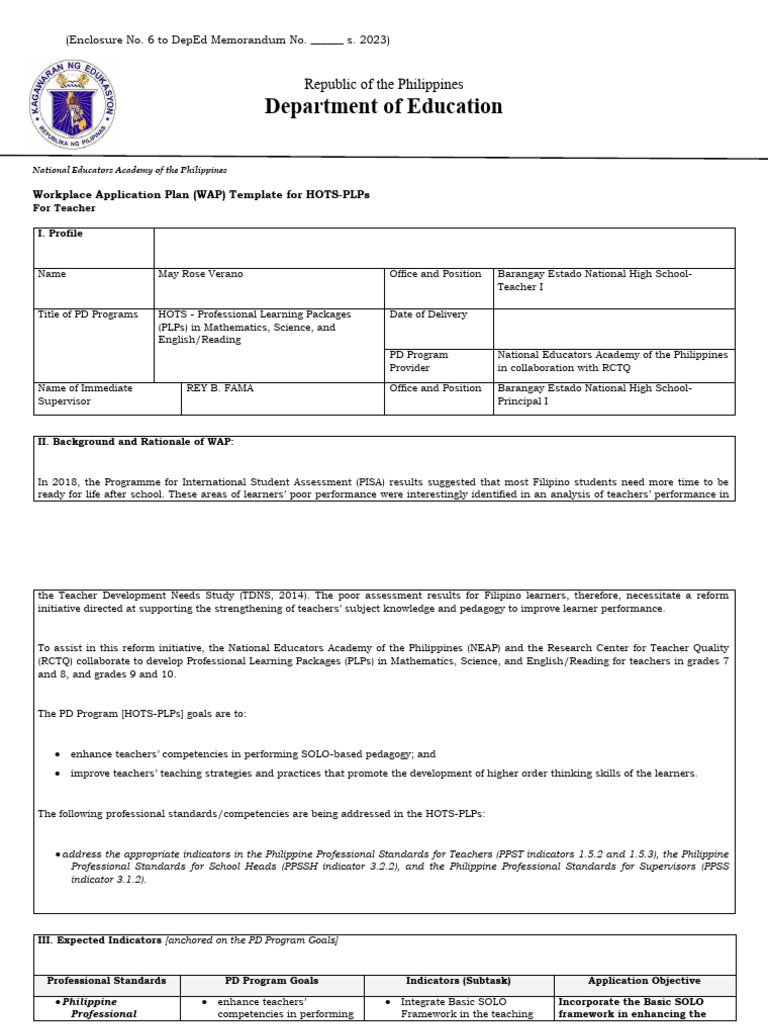 May Rose B. Verano WAP | PDF | Learning | Teachers