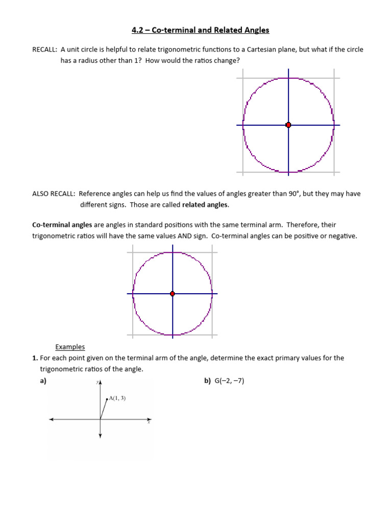 4.2 - Co-Terminal and Related Angles | PDF | Teaching Methods & Materials