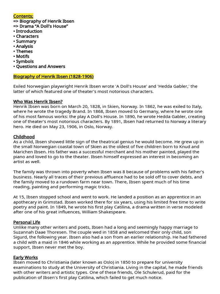 A Doll's House by Henrik Ibsen | PDF | A Doll's House | Henrik Ibsen