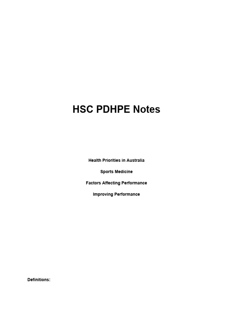 PDHPE Notes | PDF | Caregiver | Injury
