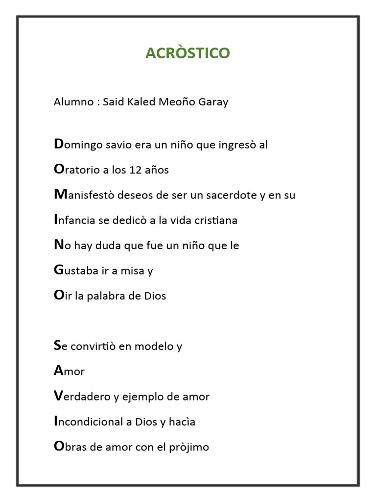 ACRÒSTICO | PDF | Religión y espiritualidad