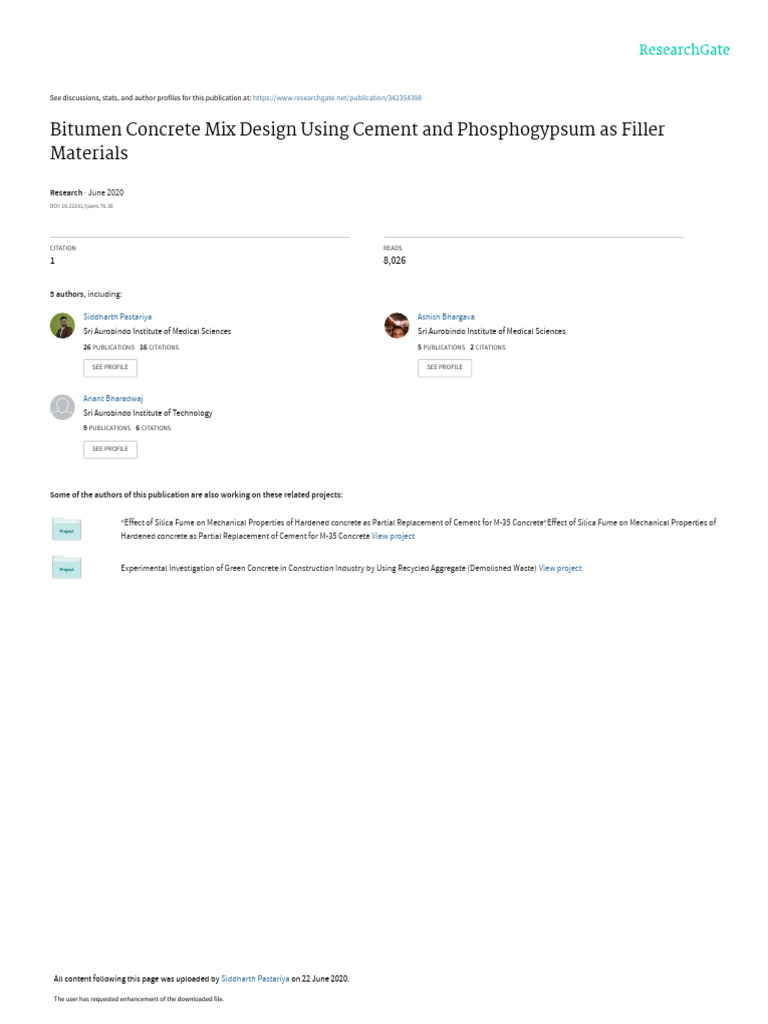 Bitumen Concrete Mix Design Using Cement and Phosphogypsum As Filler ...