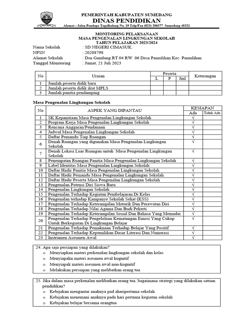 Instrumen Monitoring MPLS 2023-2024 | PDF