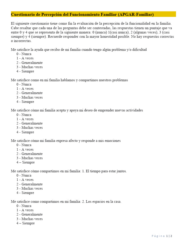 Apgar Familiar | PDF