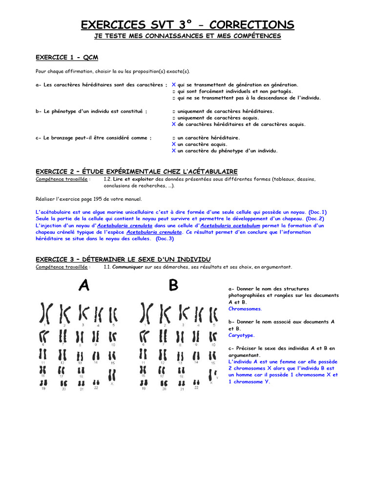Exercices corrigés SVT 3ème | PDF | VIH | Système immunitaire