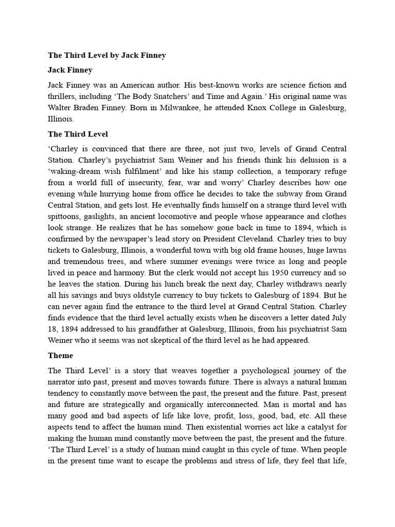 The Third Level by Jack Finney | PDF