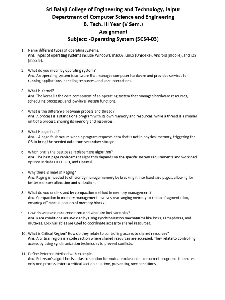 OS Assignment 1&2 Solution | PDF | Process (Computing) | Scheduling (Computing)