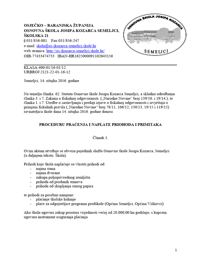 Procedura Pracenja I Naplate Prihoda I Primitaka | PDF