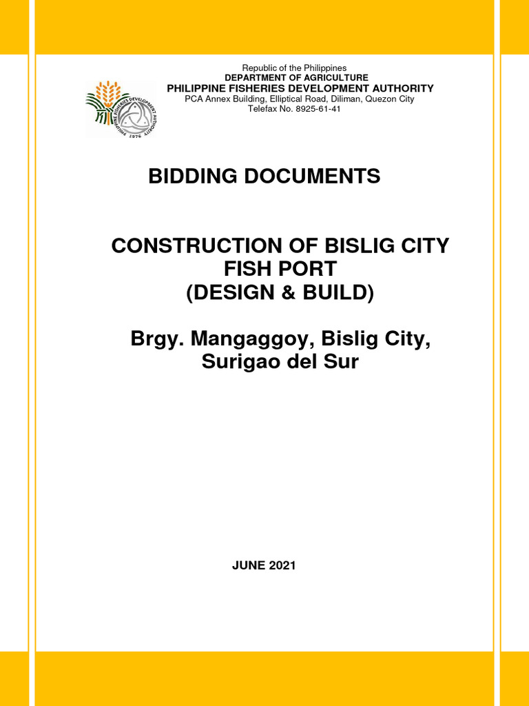 Bislig City Fish Port Bidding Docs | PDF | Civil Engineering | Engineer