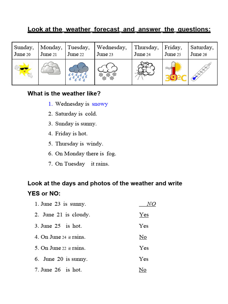 Look at The Weather Forecast and Answer The Questions | PDF