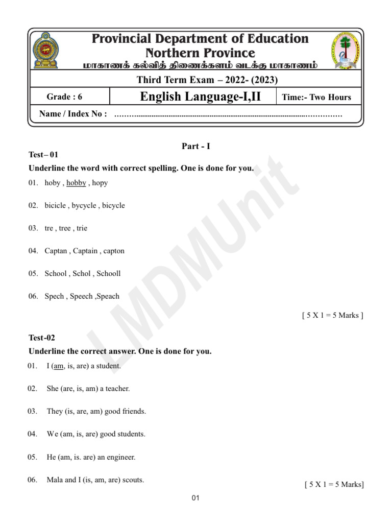Grade 6 English Exam Prep | PDF | Language Arts & Discipline