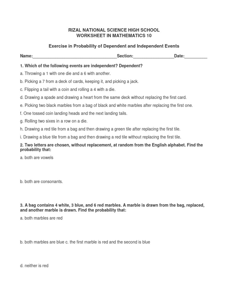 Worksheet Math Template | PDF