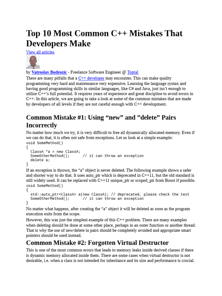 10 Mistakes | Download Free PDF | Pointer (Computer Programming) | C++