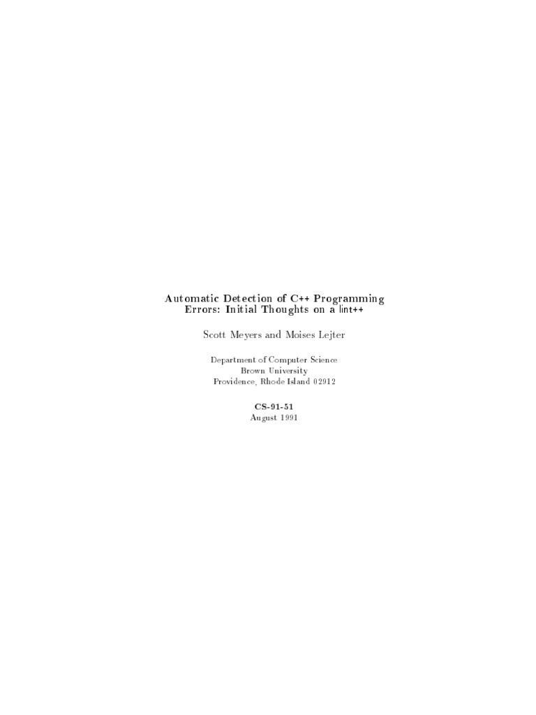 Automatic Detection Of C Programming Errors Initial Thoughts On A Pdf Class Computer