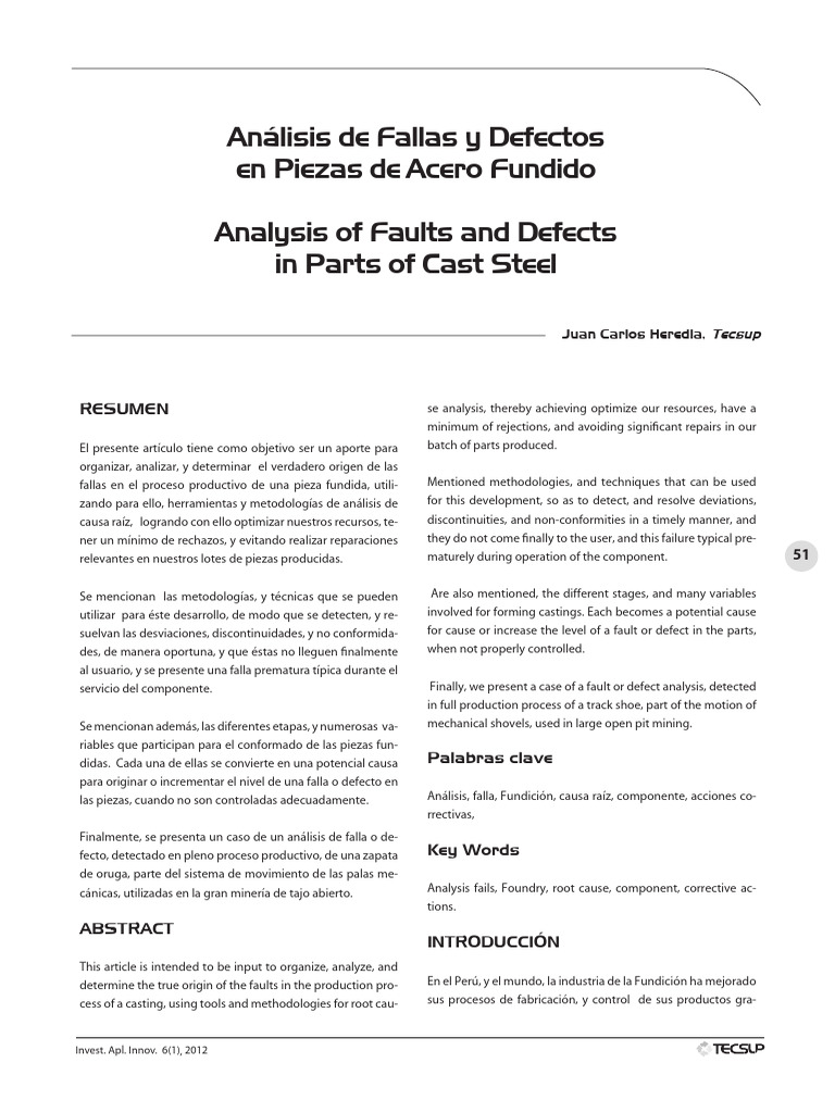 Análisis de Defectos en Acero Fundido | PDF | Acero | Ingeniería de ...