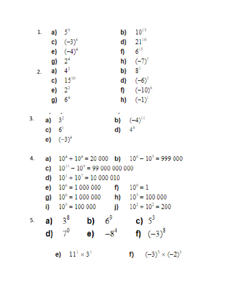 Exponent Rules 1 and 2 Solutions | PDF