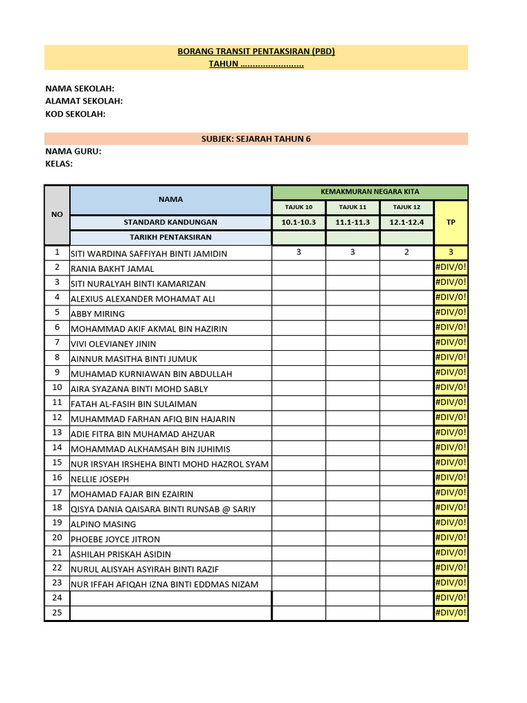Rekod Transit PBD Sej THN 6 (Version 1) | PDF Rekod Transit PBD Sej THN 6 (Version 1) | PDF