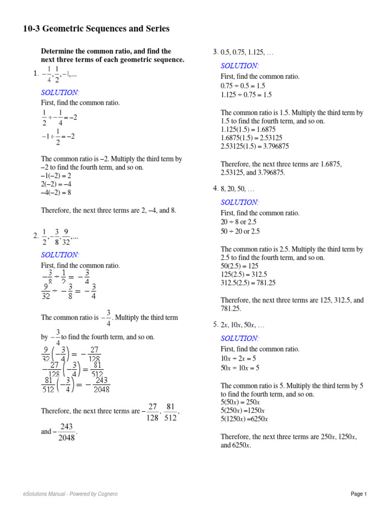 10-3 Geometric Sequences and Series | PDF | Depreciation | Area