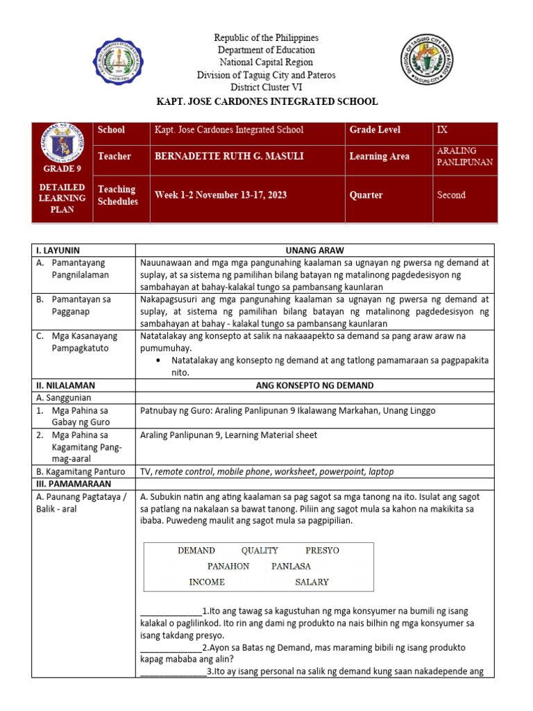 DLP - AP - Q2 - W1 - November 13 To 17 | PDF