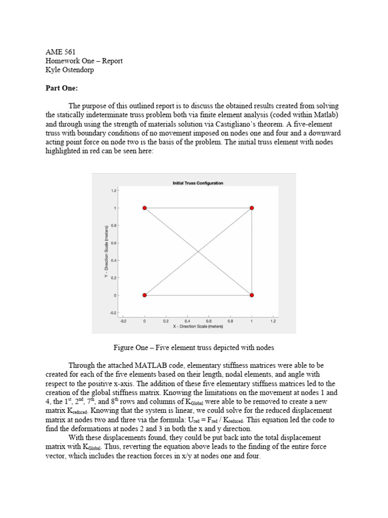 AME 561 HW 1 Report | PDF | Matrix (Mathematics) | Truss