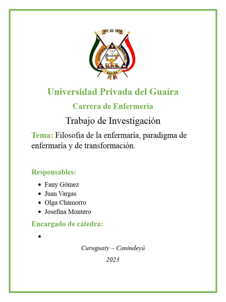 Filosofia de La Enfermeria | PDF | Enfermería | Conocimiento