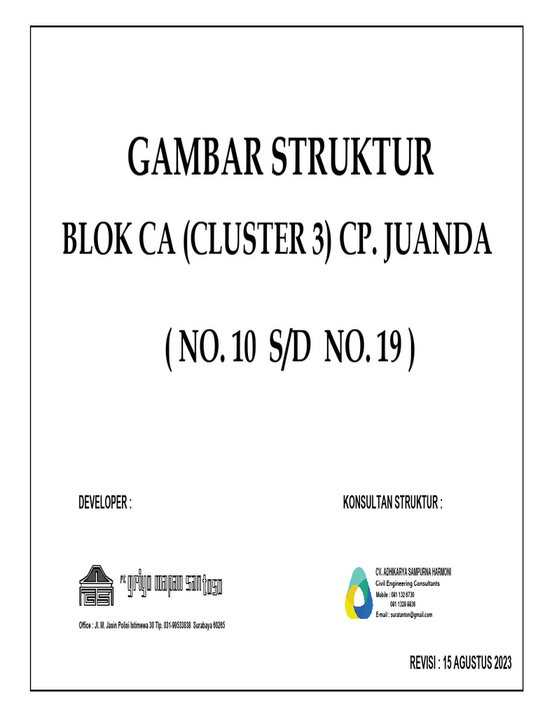 Gambar Struktur: Blok Ca (Cluster 3) Cp. Juanda (NO. 10 S/D NO. 19) | PDF