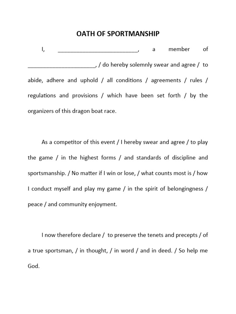 Oath of Sportmanship | PDF