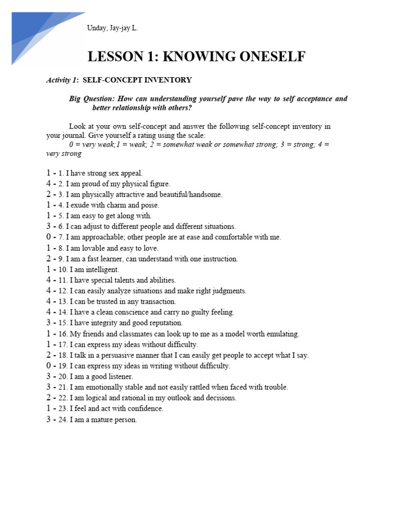 PerDev Activity 1 | PDF | Self Concept | Human Communication