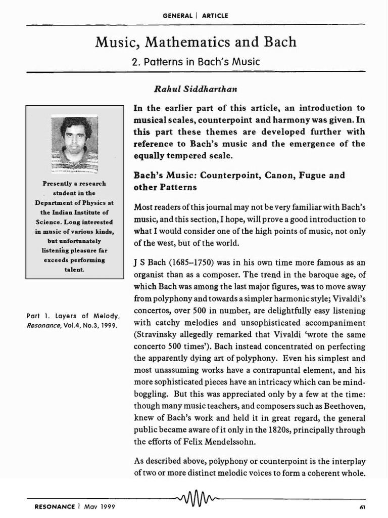 Bach Music Maths | PDF | The Well Tempered Clavier | Interval (Music)