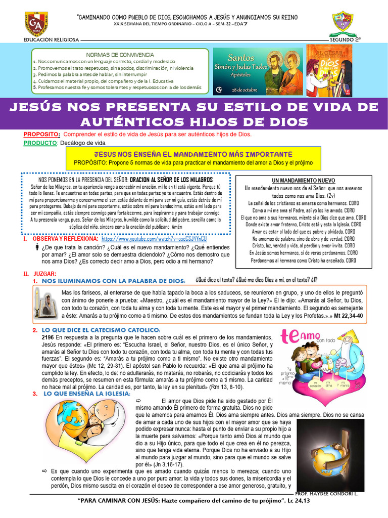 2° Jesús Nos Enseña El Mandameinto Más Importante | Descargar gratis PDF | Creencia y doctrina ...