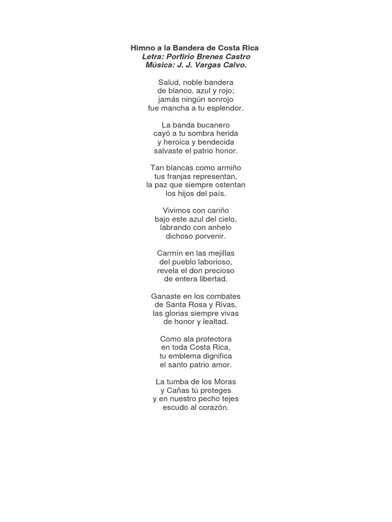 Himno A La Bandera de Costa Rica | PDF