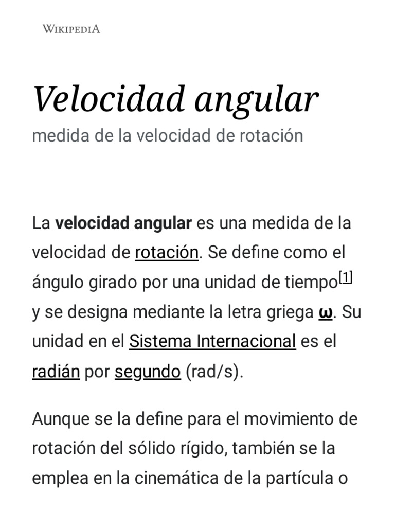 Velocidad Angular - Wikipedia, La Enciclopedia Libre | PDF | Rotación ...