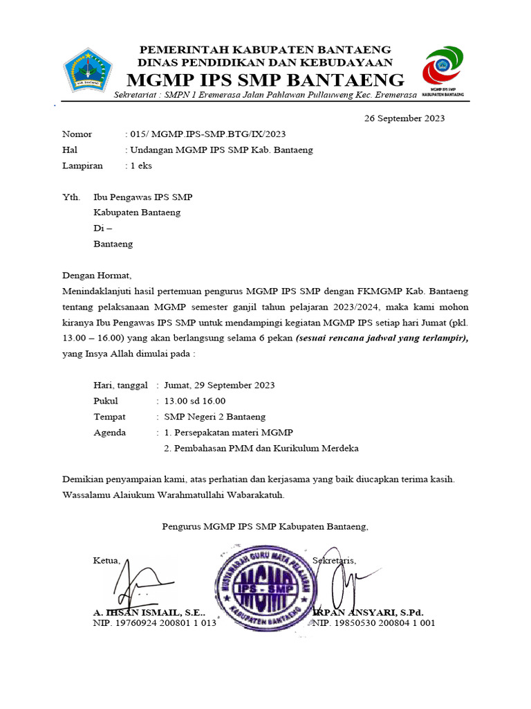 Undangan Pengawas IPS | PDF