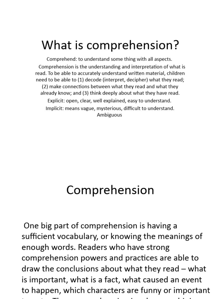 What Is Comprehension | Download Free PDF | Reading Comprehension | Cognition