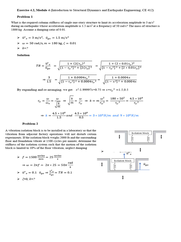 Module 4 (Solution To Exccercise 4.2) | PDF | Damping | Physical Quantities