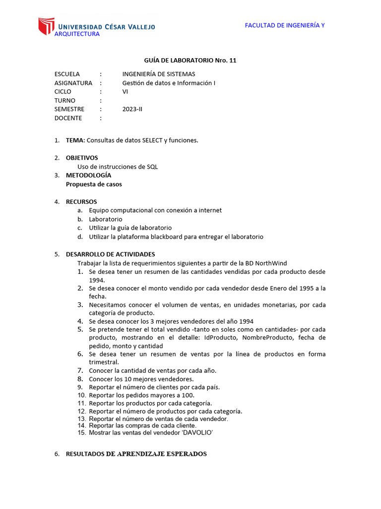 Guia de Laboratorio y Práctica N° 11 | PDF