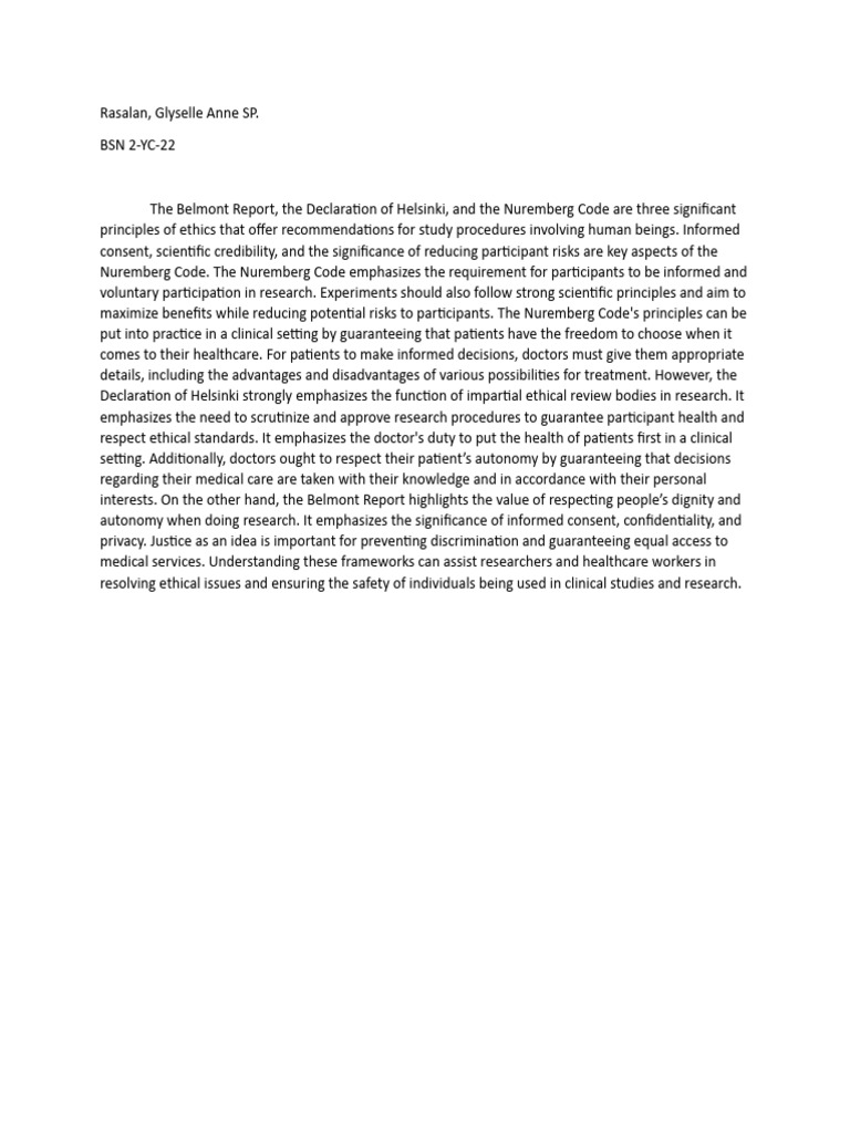 Bioethics Course Task 2 | PDF