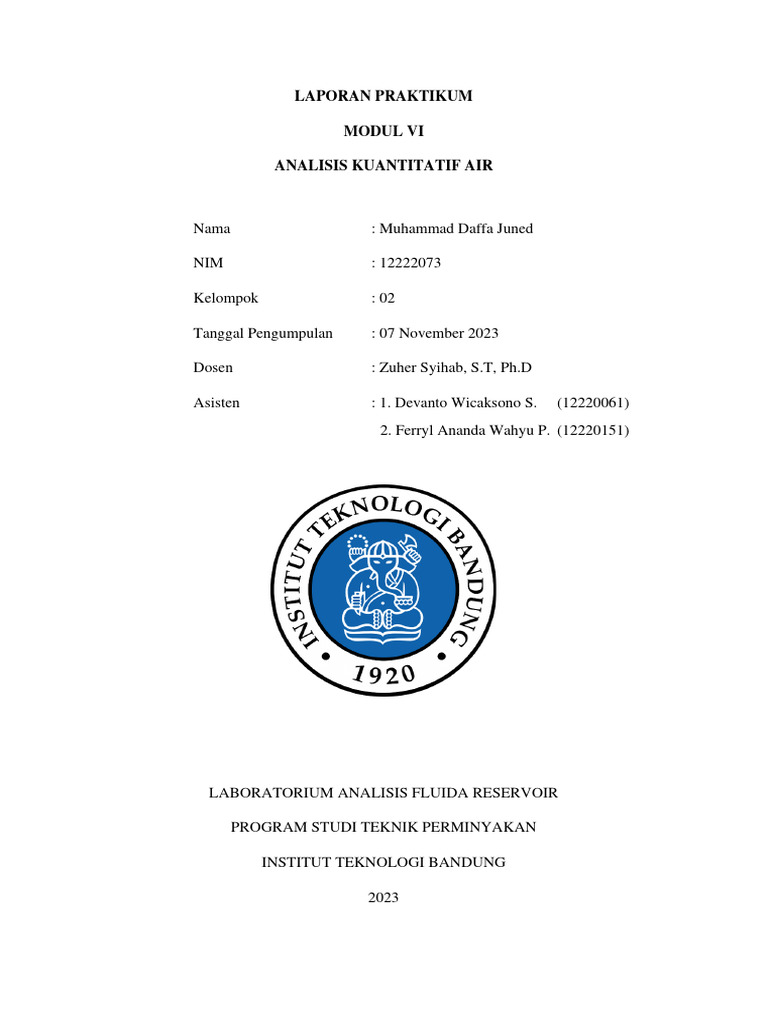 Analisis Kuantitatif Air Formasi | PDF | Sains & Matematika | Teknologi & Rekayasa
