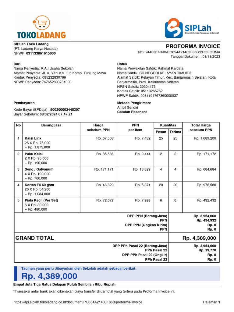 Proforma Invoice Po654a21403f86b | PDF
