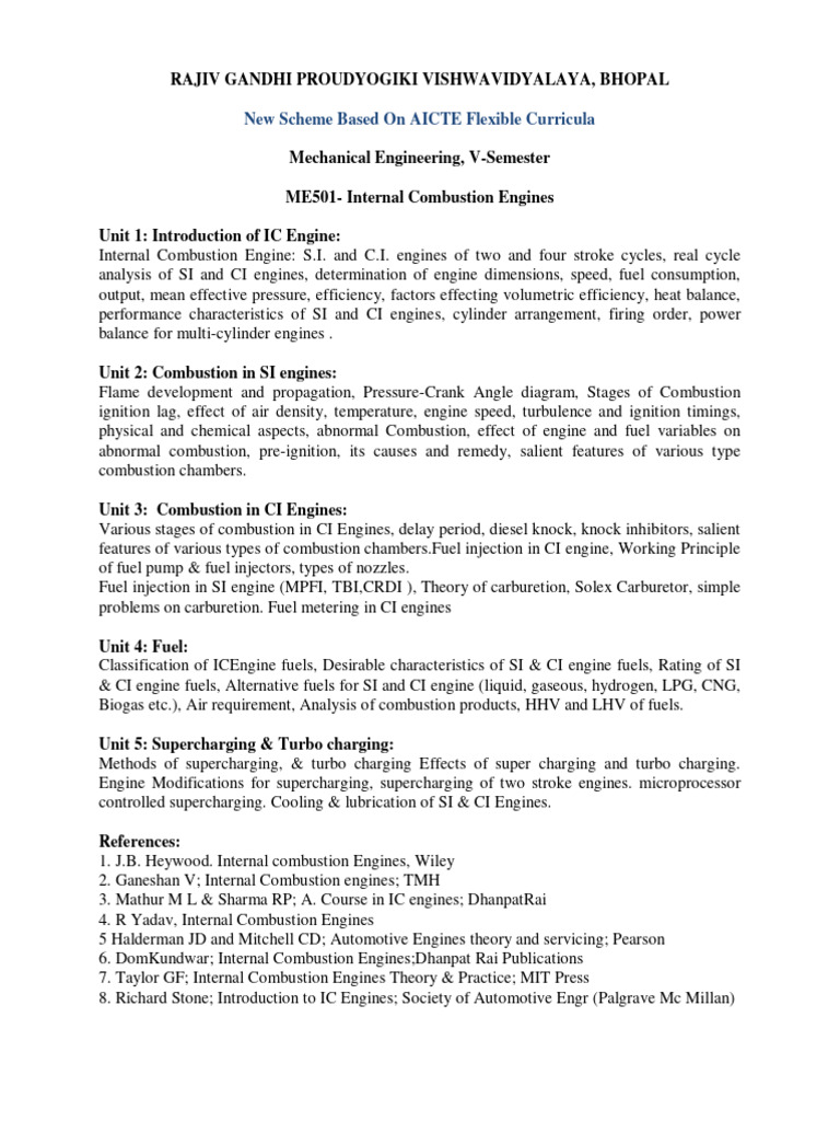 RGPV Syllabus 5th Sem | PDF | Damping | Fuel Injection RGPV Syllabus 5th Sem | PDF | Damping | Fuel Injection