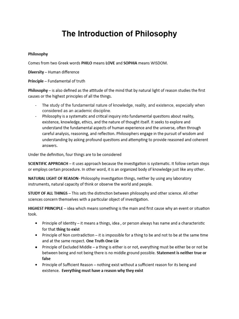 The Introduction of Philosophy | PDF | Reason | Knowledge