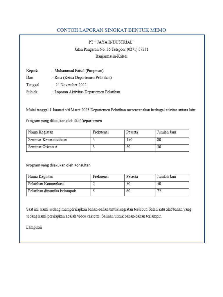 Laporan Singkat Dan Formal Rina Rev | PDF