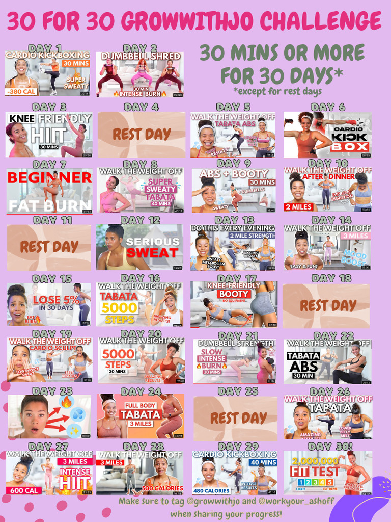 30 For 30 Growwithjo Challenge | PDF