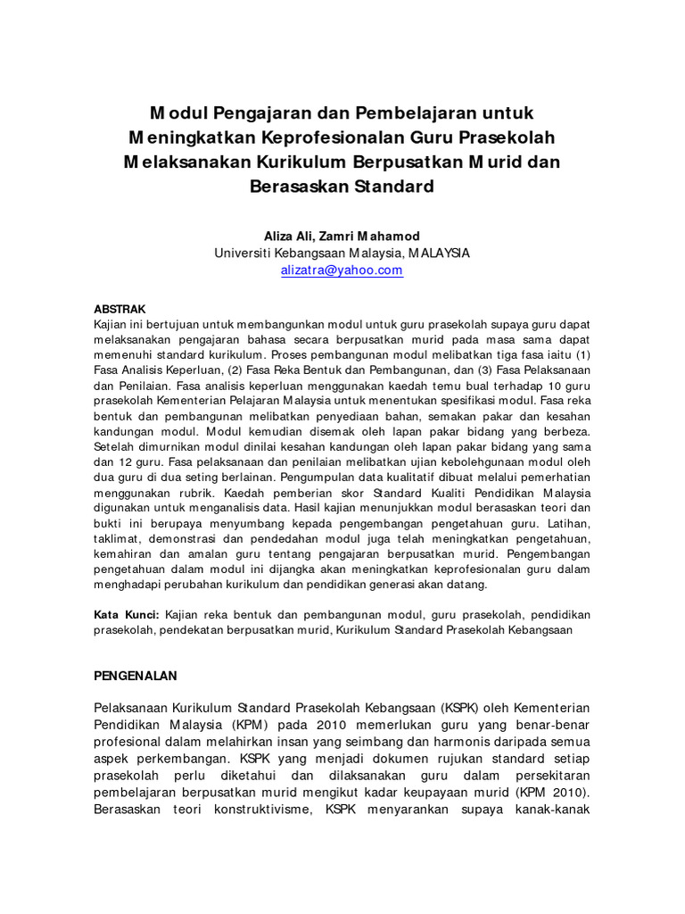 Modul Pengajaran Dan Pembelajaran Untuk | PDF