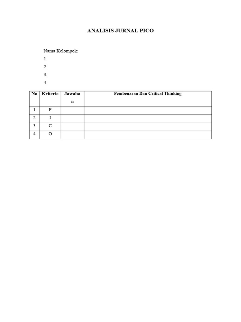 Contoh Format Analisis Jurnal PICO | PDF