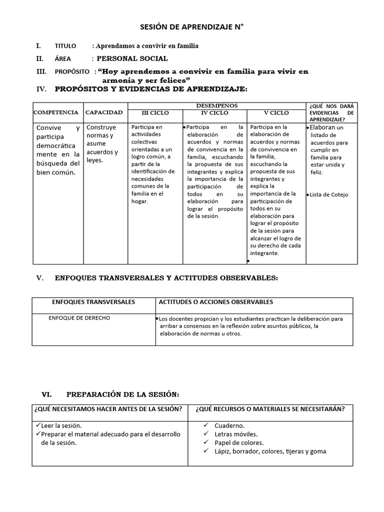 Normas para Convivir en Familia | PDF | Aprendizaje | Evaluación