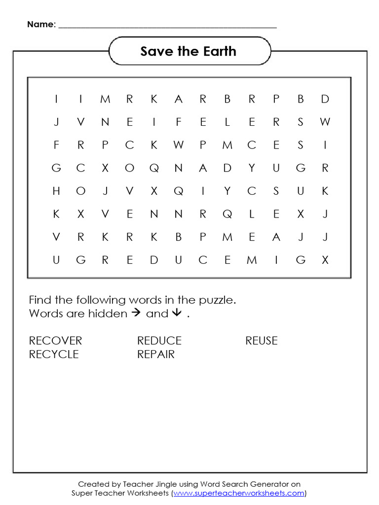 Super_Teacher_Worksheets_Save_the_Earth | PDF | Word Search | Puzzles