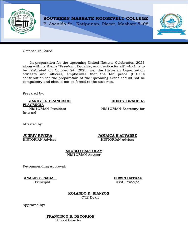 Southern Masbate Roosevelt College 2 | PDF